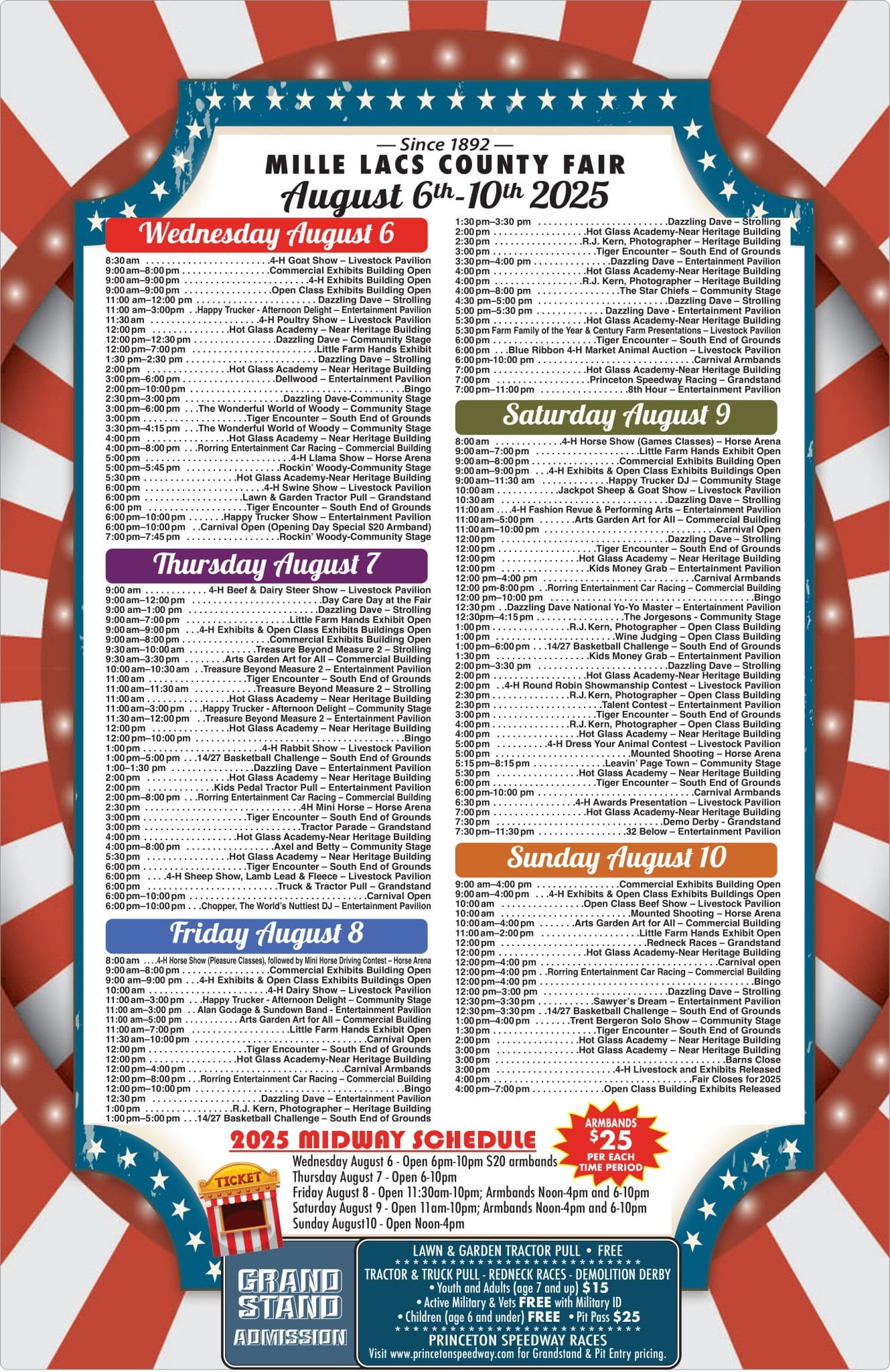 Daily Fair Schedule - Mille Lacs County Fair